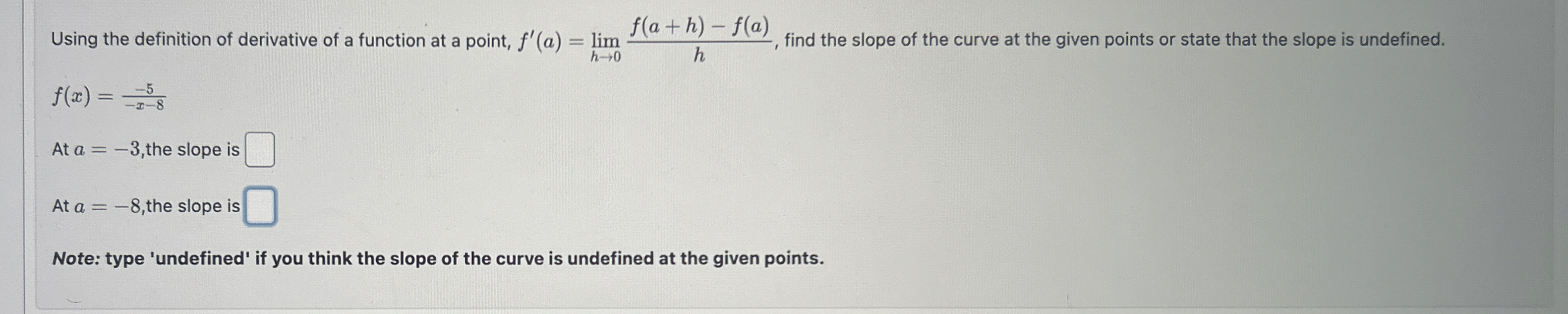 Solved Using the definition of derivative of a function at a | Chegg.com