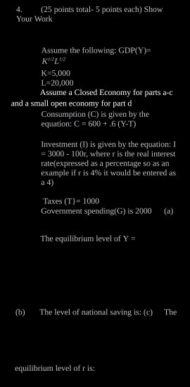 Solved (25 points total- 5 points each) Show Your Work | Chegg.com