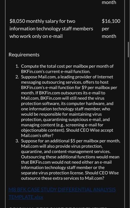 Solved M8 CASE STUDY OUTSOURCING DECISIONS WORSHEET: 3 | Chegg.com