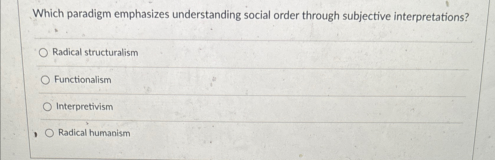 Solved Which paradigm emphasizes understanding social order | Chegg.com