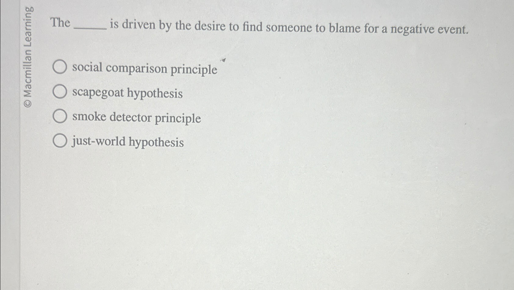 Solved social comparison principlescapegoat hypothesissmoke | Chegg.com