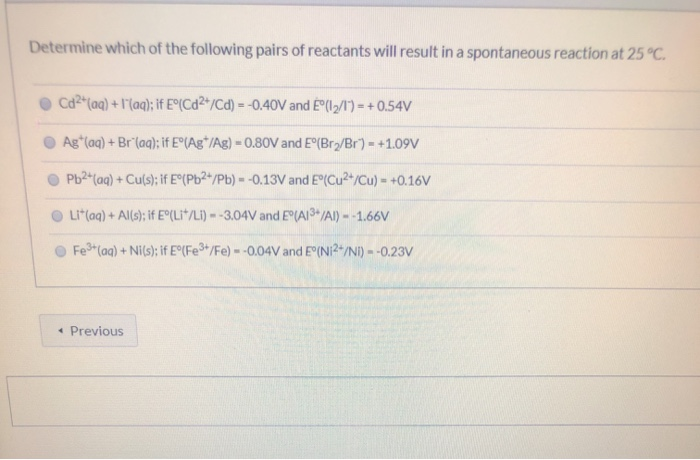 Solved Determine which of the following pairs of reactants | Chegg.com