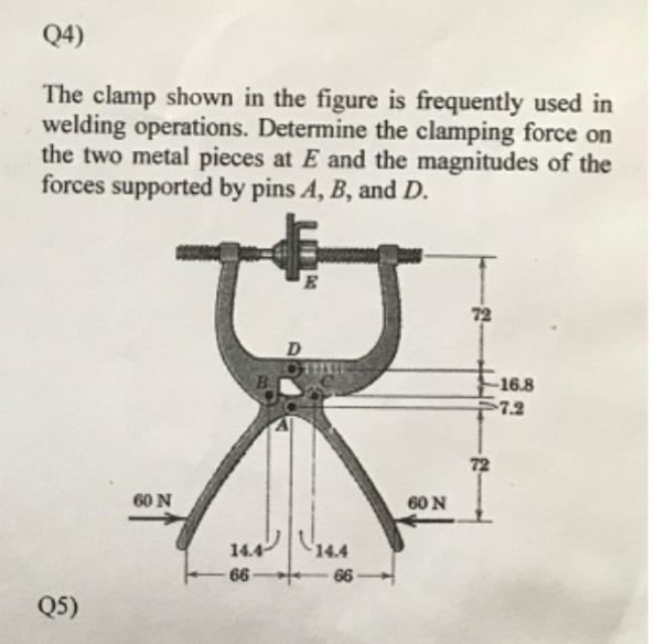 Solved Q4)The clamp shown in the figure is frequently used | Chegg.com
