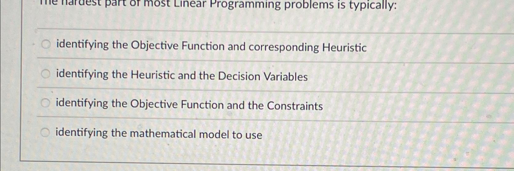 Solved identifying the Objective Function and corresponding | Chegg.com