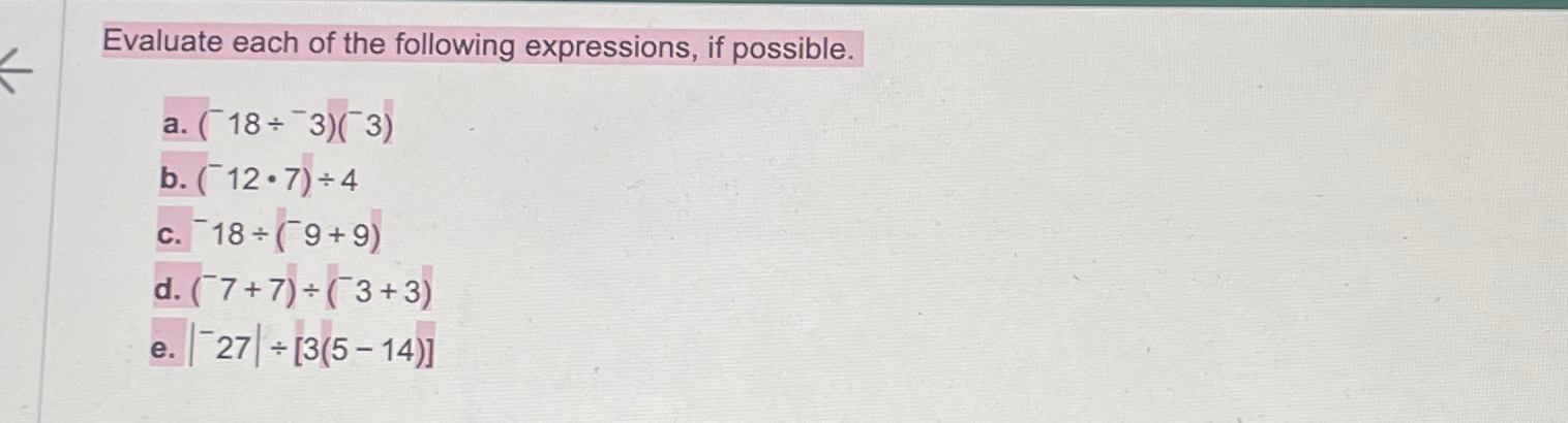 Solved Evaluate each of the following expressions, if | Chegg.com