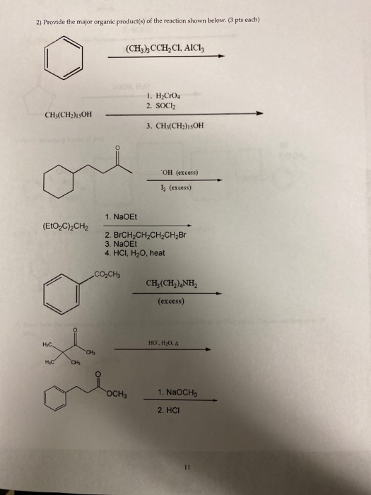 Solved 2) Provide the major organic product(s) of the | Chegg.com