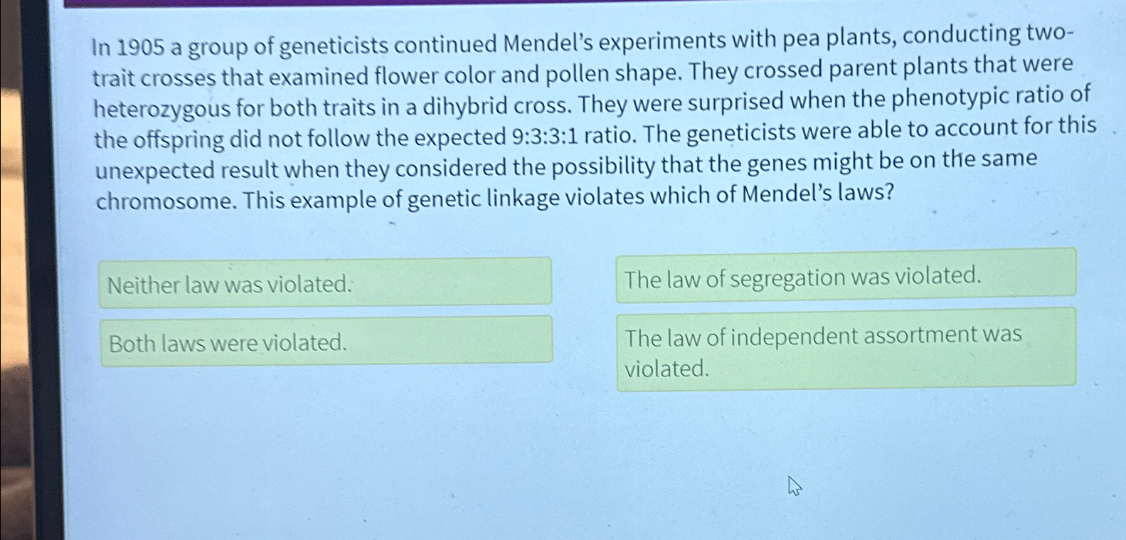 Solved In 1905 ﻿a group of geneticists continued Mendel's | Chegg.com
