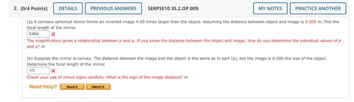Solved (a) A concave spherical mirror forms an inverted | Chegg.com