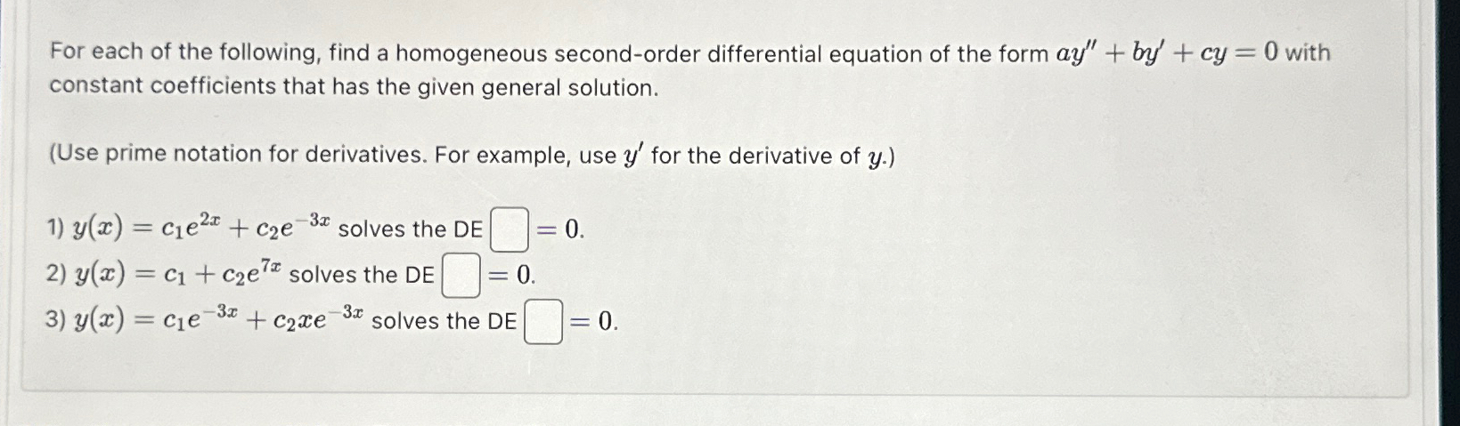 Solved For each of the following, find a homogeneous | Chegg.com