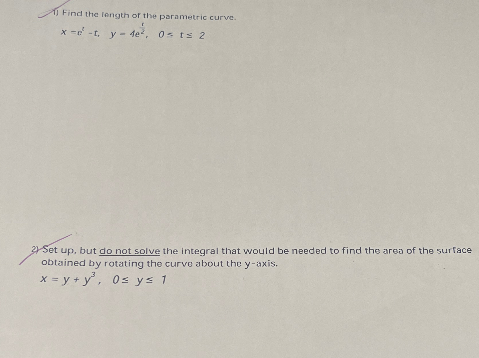 Solved Find the length of the parametric | Chegg.com
