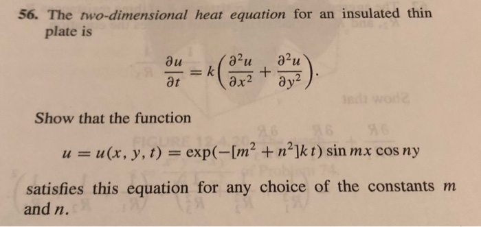 Solved 56. The two-dimensional heat equation for an | Chegg.com
