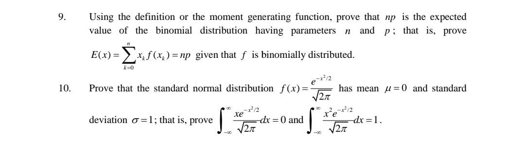 Solved Using the definition or the moment generating | Chegg.com