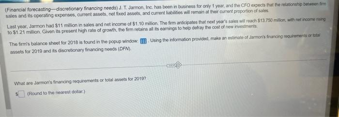 Solved (Financial forecasting-discretionary financing needs) | Chegg.com