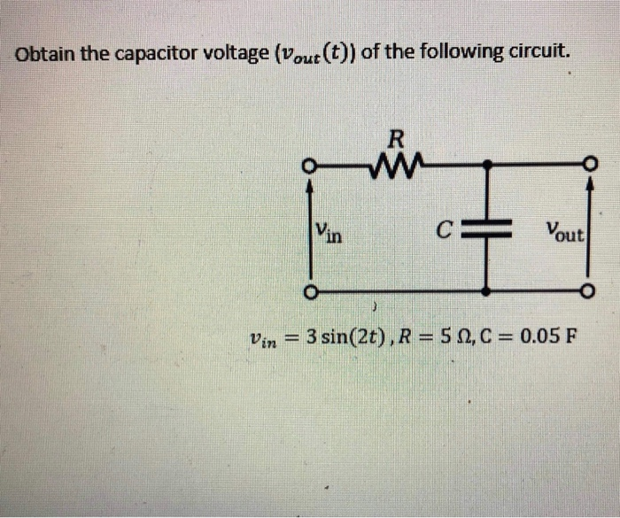 Solved Obtain the capacitor voltage (vout(t)) of the | Chegg.com