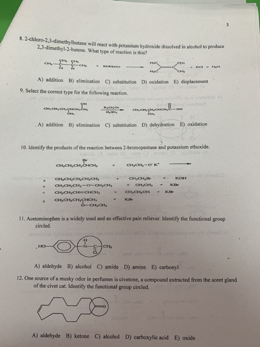 Solved 3 8.2-chloro-2,3-dimethylbutane will react with | Chegg.com