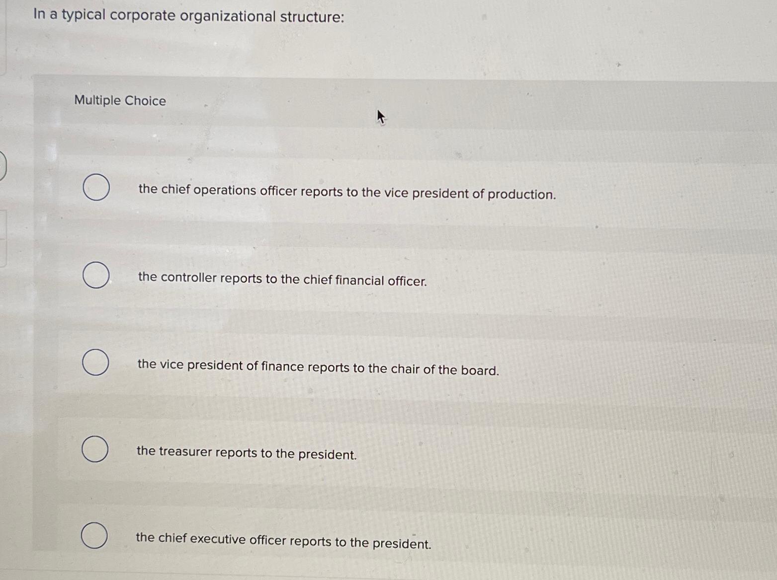 Solved In a typical corporate organizational | Chegg.com