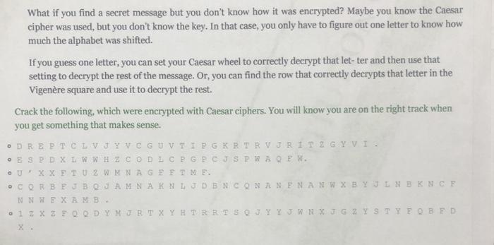 Solved using a Caesar Cipher, can you explain this to me | Chegg.com