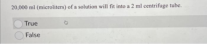 Solved 20,000 ml (microliters) of a solution will fit into a | Chegg.com