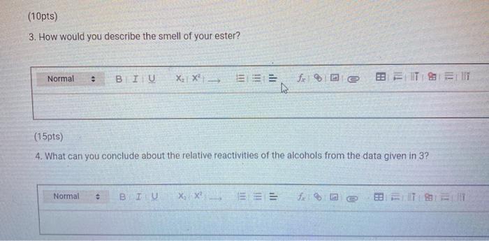 Solved Data And Report Submission - Synthesis Of Esters | Chegg.com
