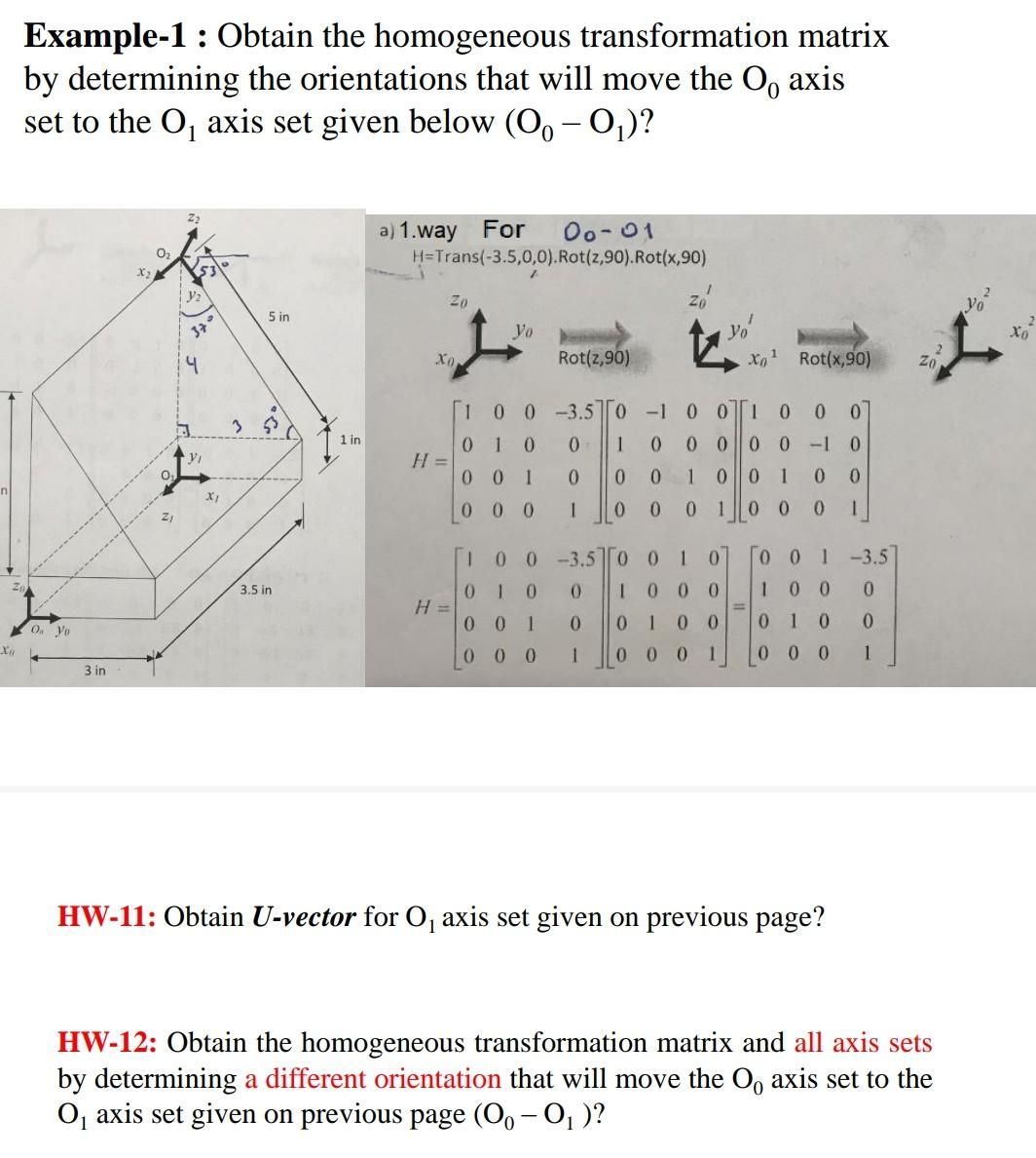 Solved Example-1 : Obtain the homogeneous transformation | Chegg.com