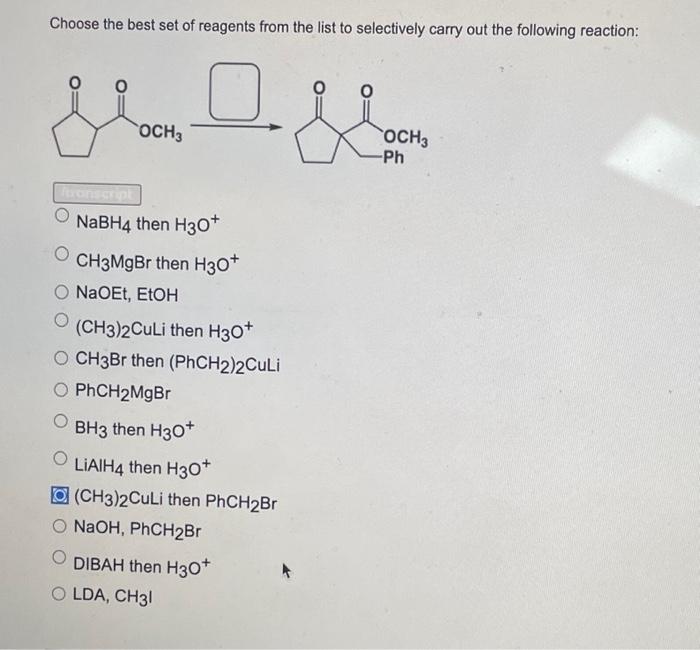 Solved Choose the best set of reagents from the list to | Chegg.com