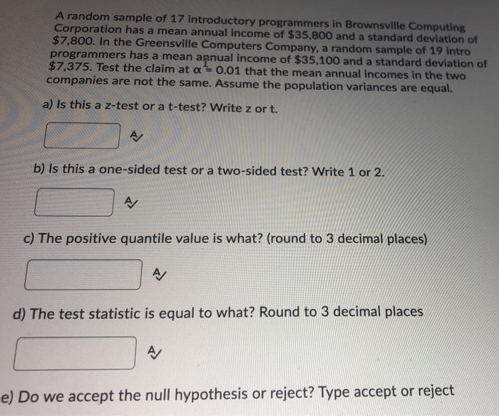Solved A random sample of 17 introductory programmers in | Chegg.com