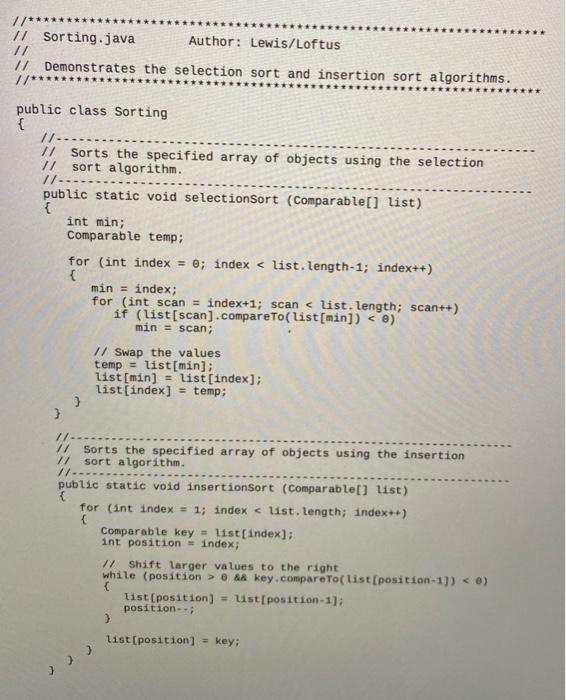Solved PP 10.4 Rewrite the Sorting class so that both | Chegg.com