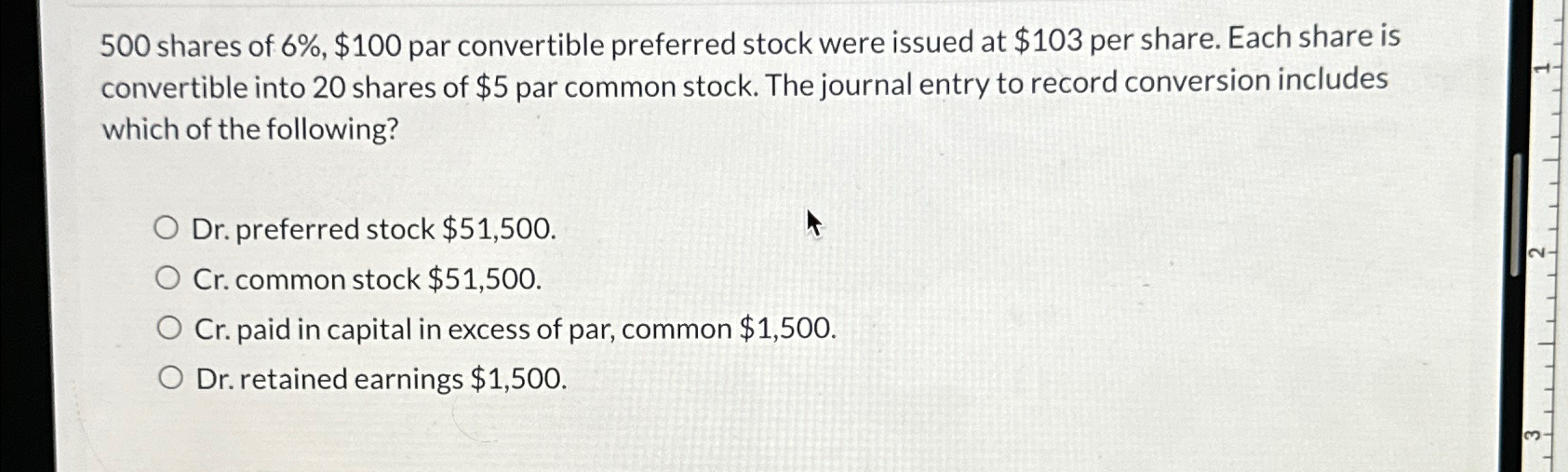 Solved 500 shares of 6%,$100 par convertible preferred stock | Chegg.com
