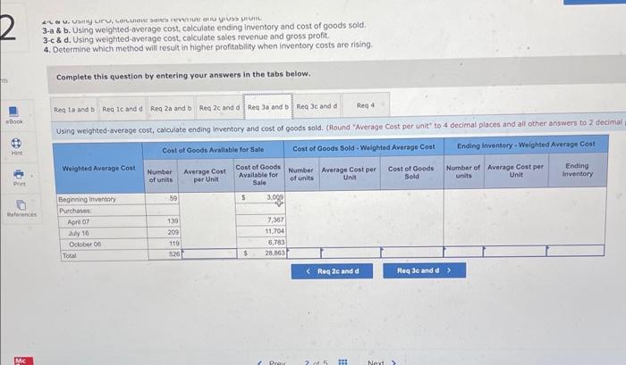 Solved 3-a \& b. Using weighted-average cost, calculate | Chegg.com