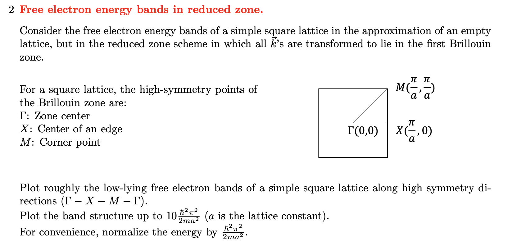2 ﻿Free electron energy bands in reduced | Chegg.com