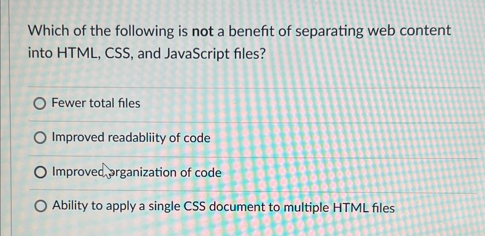 Solved Which of the following is not a benefit of separating | Chegg.com