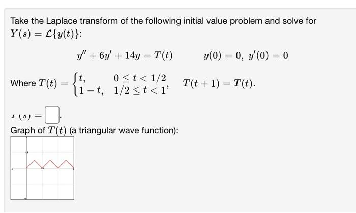 Solved Take the Laplace transform of the following initial | Chegg.com