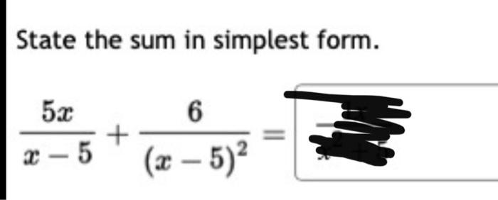 Solved State the sum in simplest form. | Chegg.com