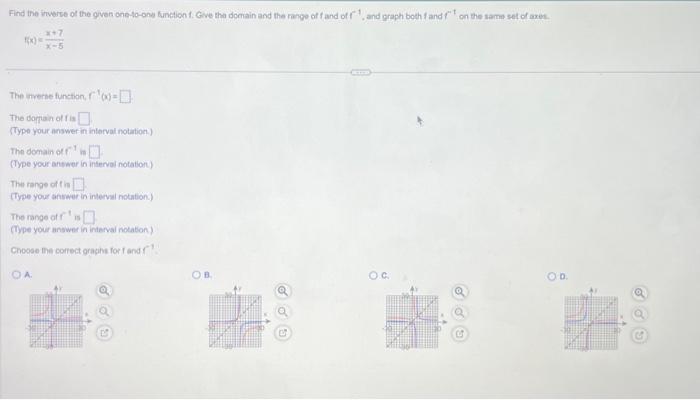 Solved Find ine inverse of the given one-to-one function f. | Chegg.com