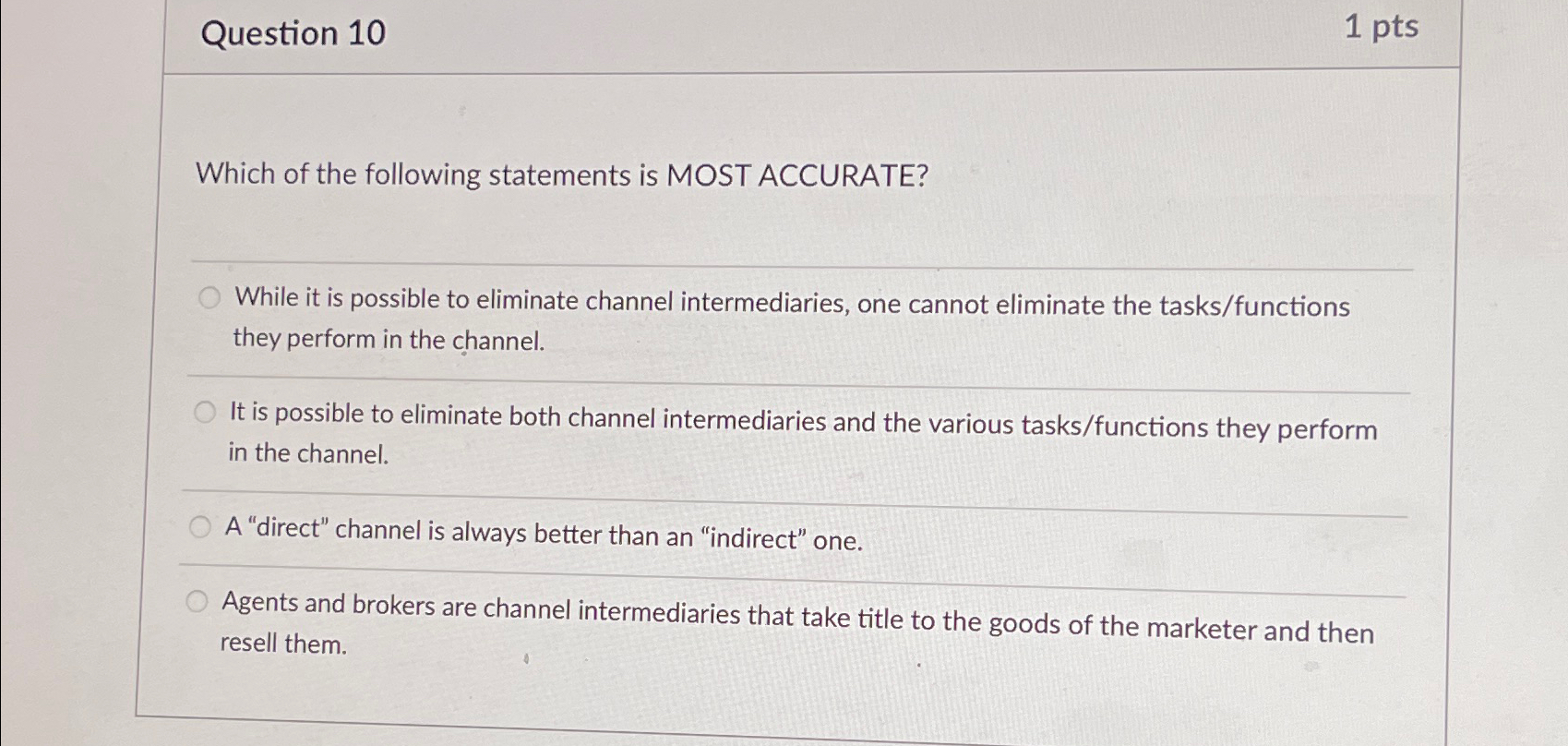 Solved Question 101ptsWhich of the following statements is | Chegg.com