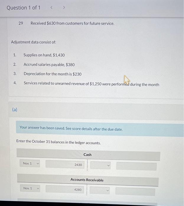 Solved On October 31, 2024, the account balances of Lee | Chegg.com