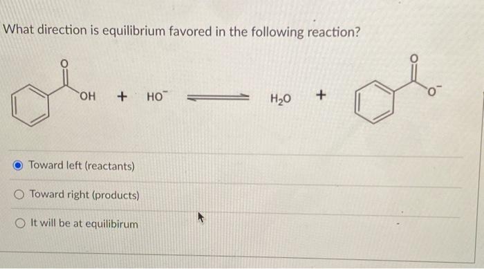 Solved What direction is equilibrium favored in the | Chegg.com