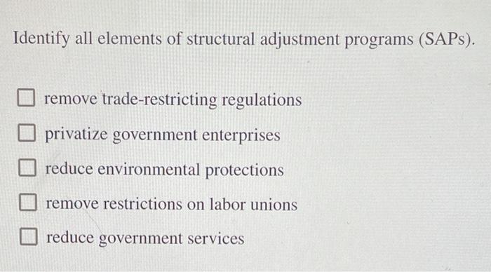 Solved Identify all elements of structural adjustment | Chegg.com