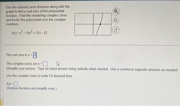 Solved Use the rational zeros theorem along with the graph | Chegg.com