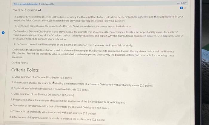 Solved In Chapter 5, we explored Discrete Distributions, | Chegg.com