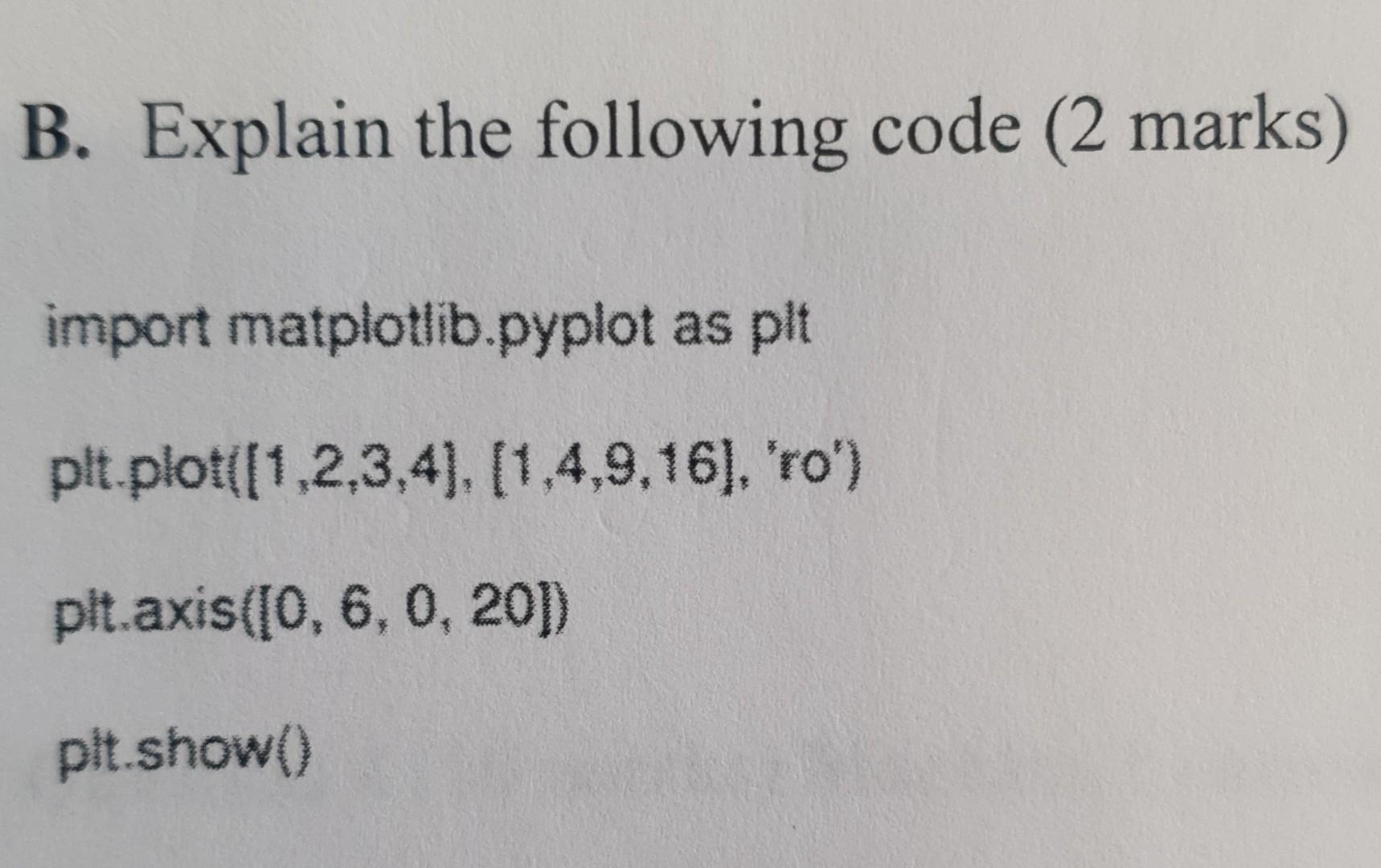 Solved B. Explain the following code (2 marks) import | Chegg.com