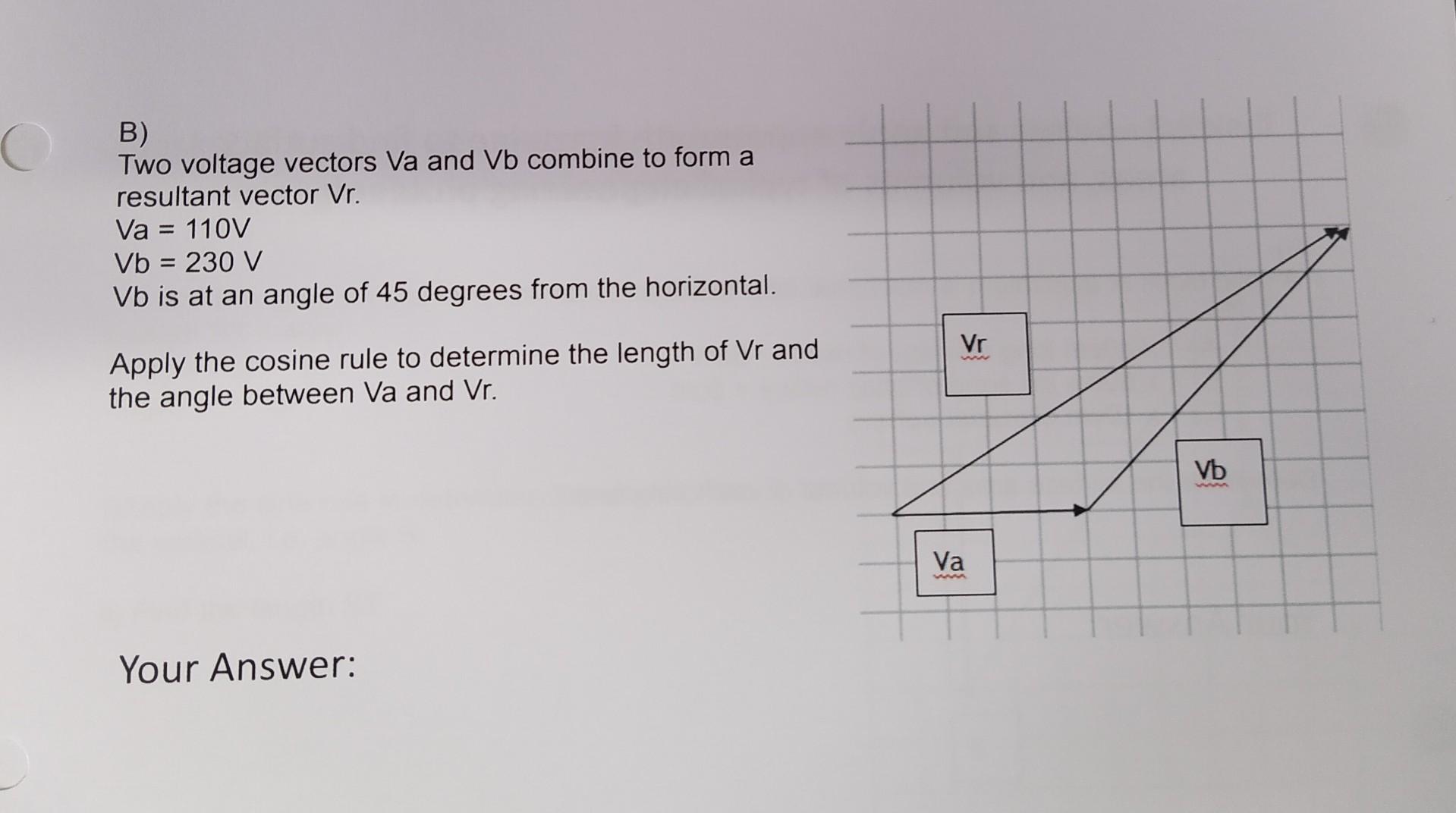 Solved B) Two voltage vectors Va and Vb combine to form a | Chegg.com