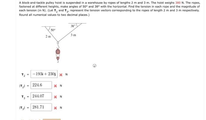 Solved A block-and-tackle pulley hoist is suspended in a | Chegg.com