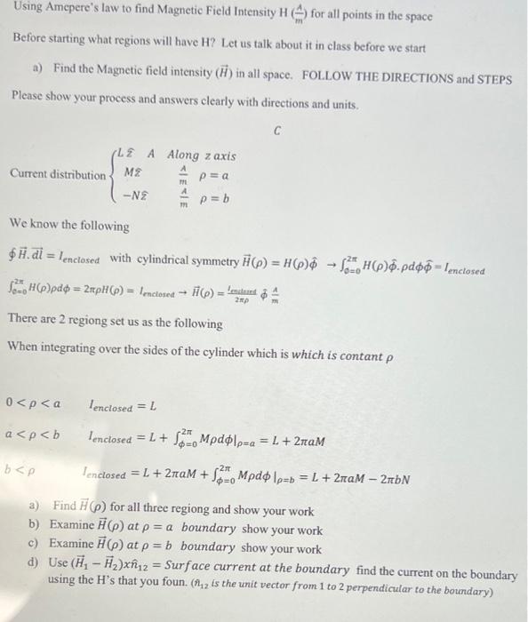 Solved Using Amepere's law to find Magnetic Field Intensity | Chegg.com