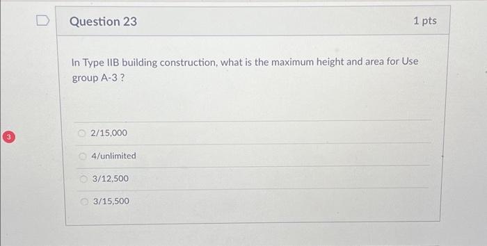Solved 3 D Question 23 In Type IIB building construction, | Chegg.com