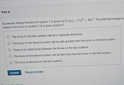 Solved Part AA potential energy function for system 1 ﻿is | Chegg.com