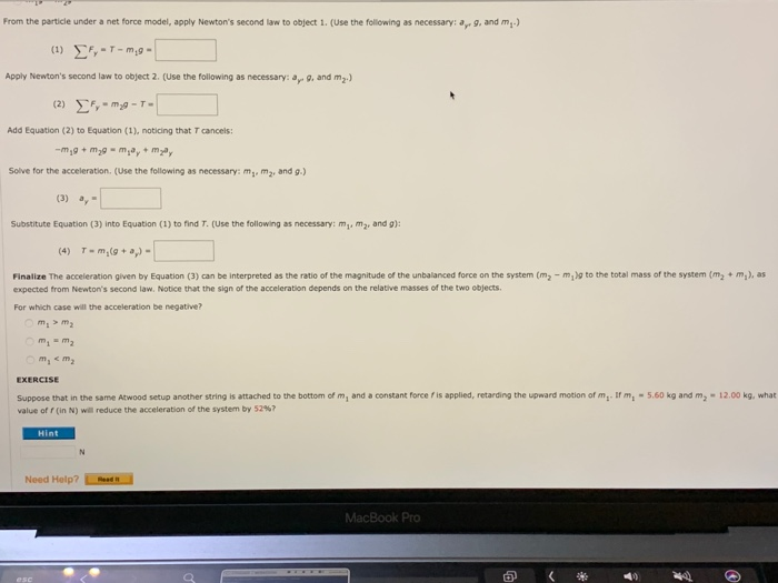 Solved The Atwood Machine When two objects of unequal mass | Chegg.com