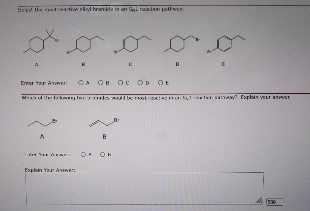 Solved Select the most reactive alkyl bromide in an Sn1 | Chegg.com