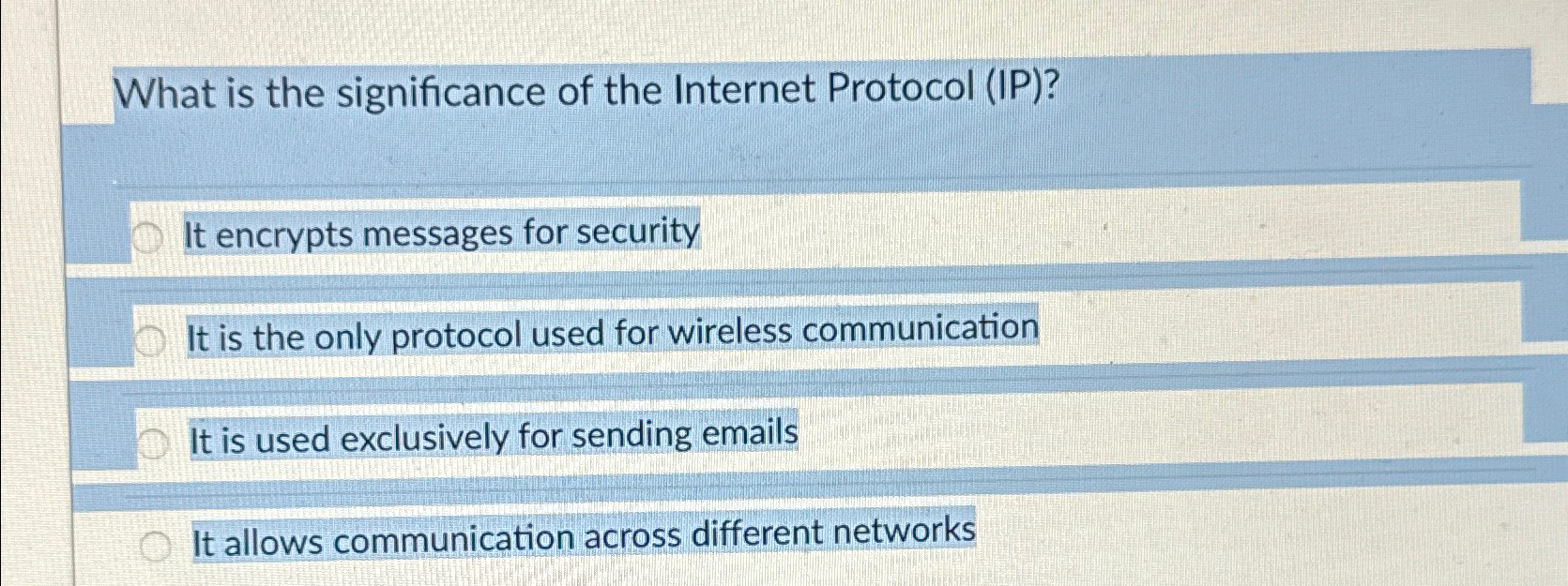 Solved What is the significance of the Internet Protocol | Chegg.com
