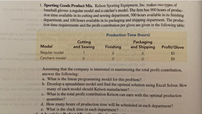 Solved 1. Sporting Goods Product Mix. Kelson Sporting | Chegg.com Solved 1. Sporting Goods Product Mix. Kelson Sporting | Chegg.com